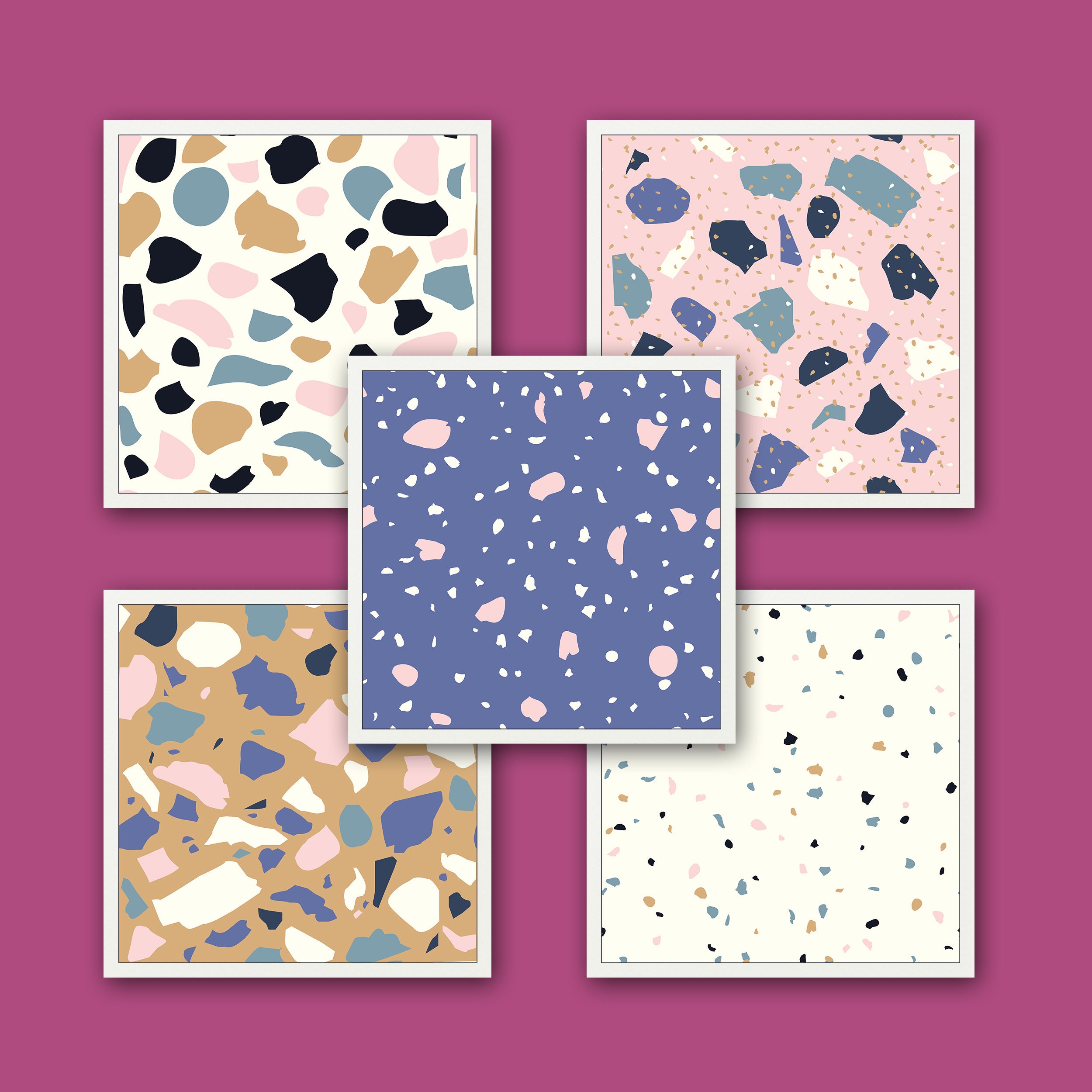 TERRAZZO Digital Paper Pack Abstract Tiles Seamless Pattern Clipart ...