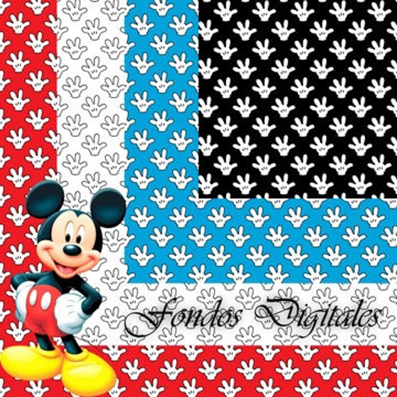 Printable Digital Paper Mickey Mouse Backgrounds Clipart Pack - Etsy Canada