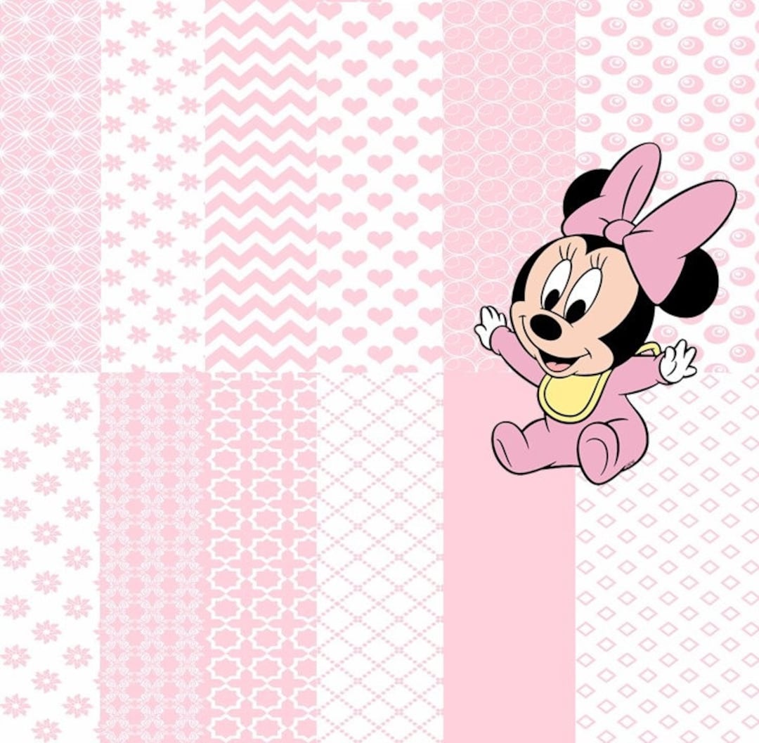 Printable Digital Paper Minnie Mouse Baby Pink Backgrounds Clipart Pack ...