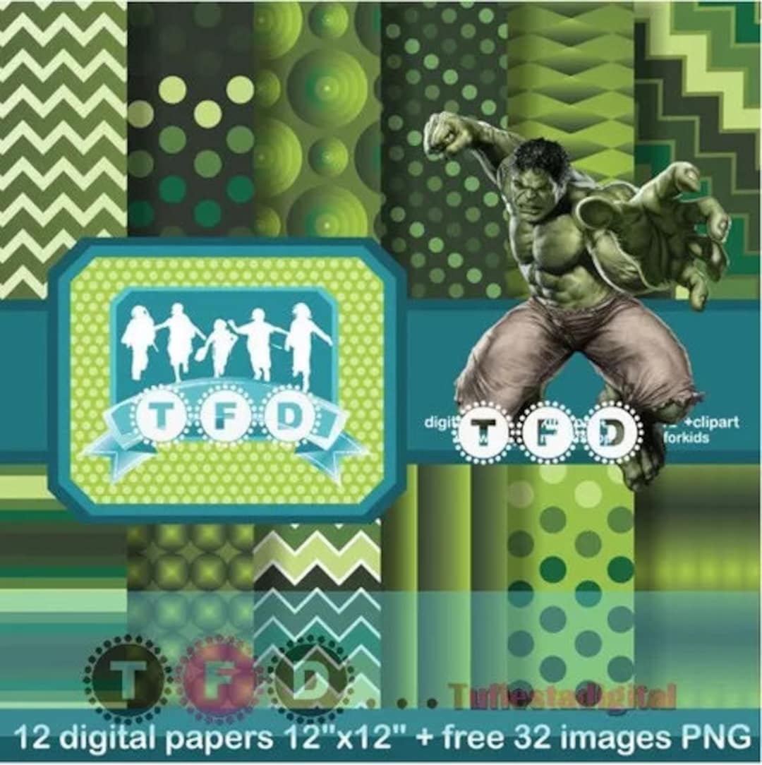 Printable Digital Paper Hulk Clipart Backgrounds Pack - Etsy