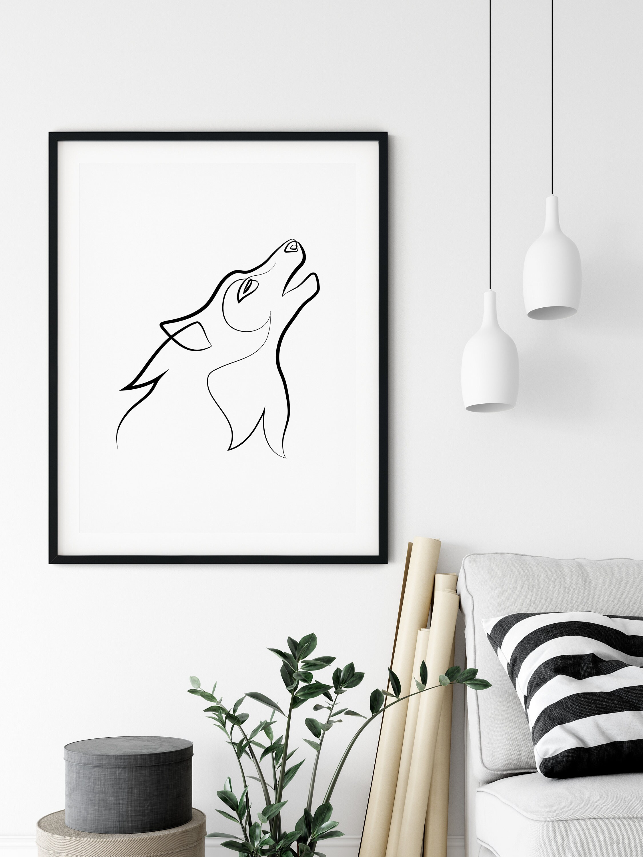 Wolf One Line Art Wolf Tattoo Art Minimalist Line Art Abstract Line Art ...
