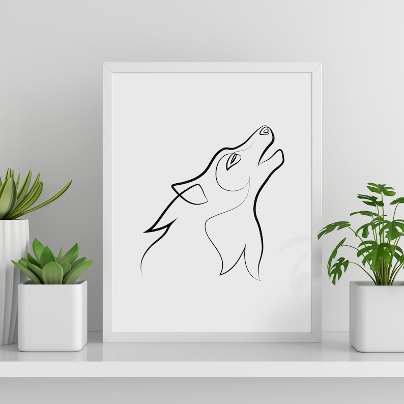 Wolf One Line Art Wolf Tattoo Art Minimalist Line Art Abstract Line Art ...