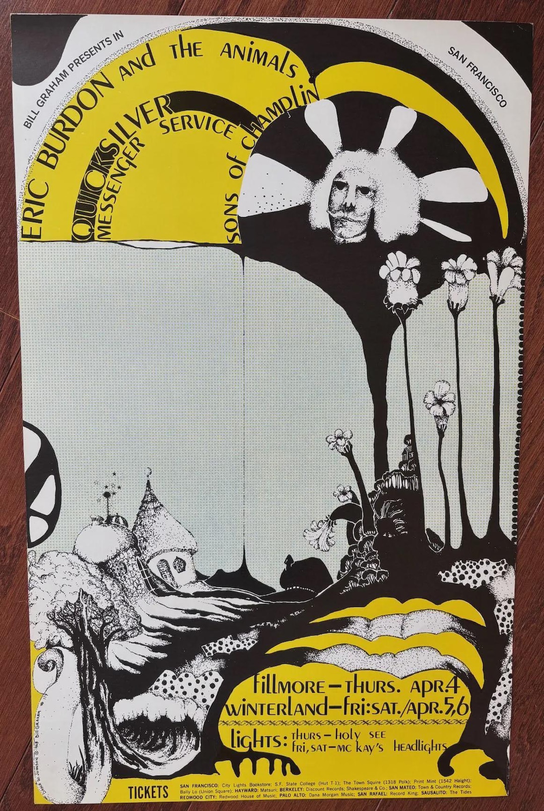 1968 Eric Burdon Animals Quicksilver Messenger Fillmore Poster BG 114 ...
