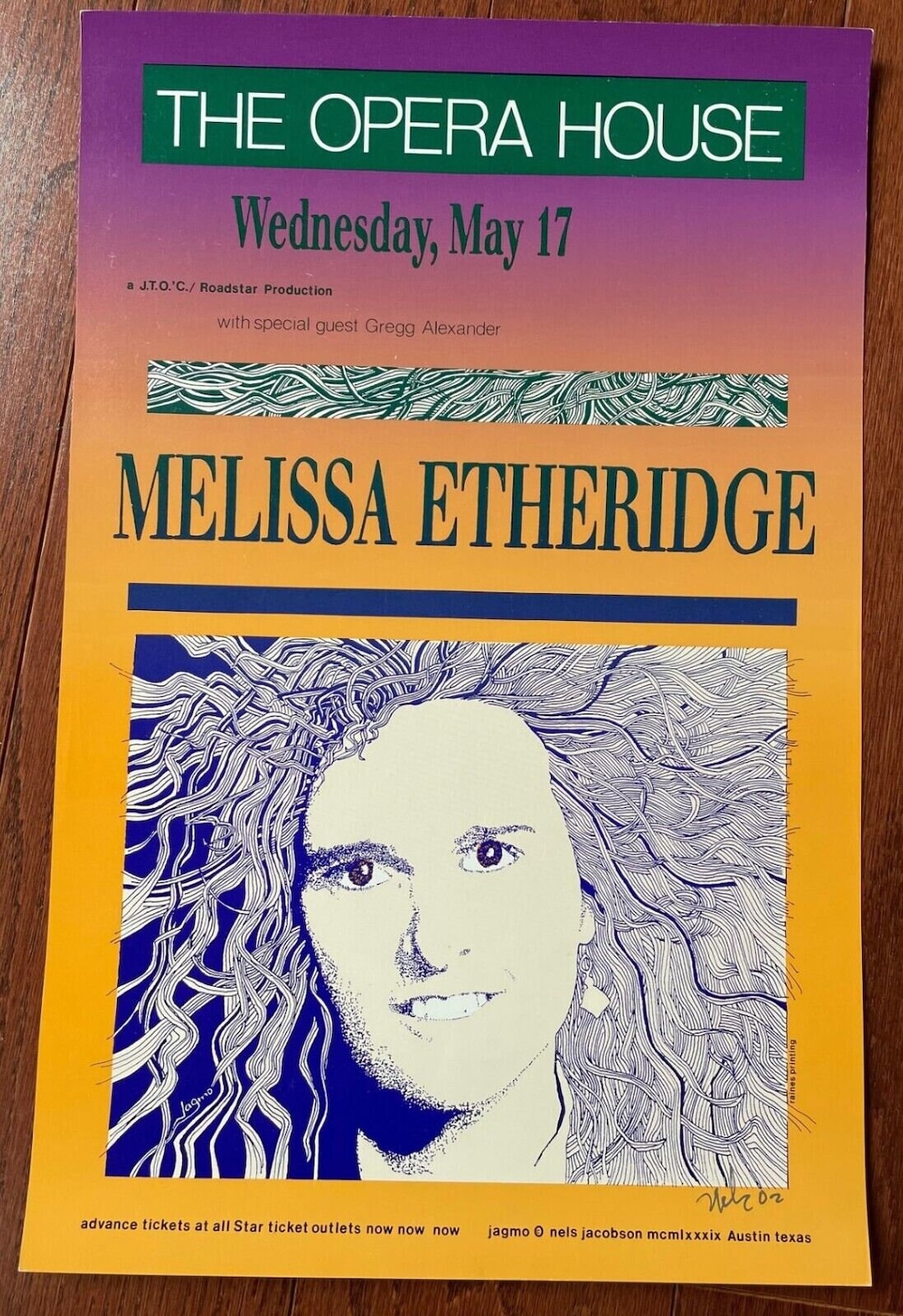 1989 Melissa Etheridge Jago Signed Austin Opera House Concert Poster - Etsy