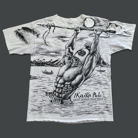 Vintage I Kaika Pule Hawaiian Warrior Single Stitch White - Etsy