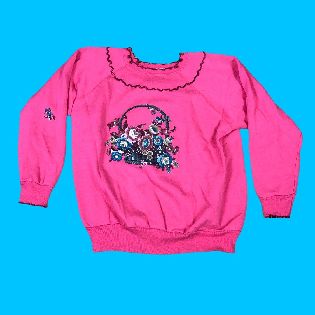 Vintage Reeves Brothers Collard Floral Sweater - Etsy