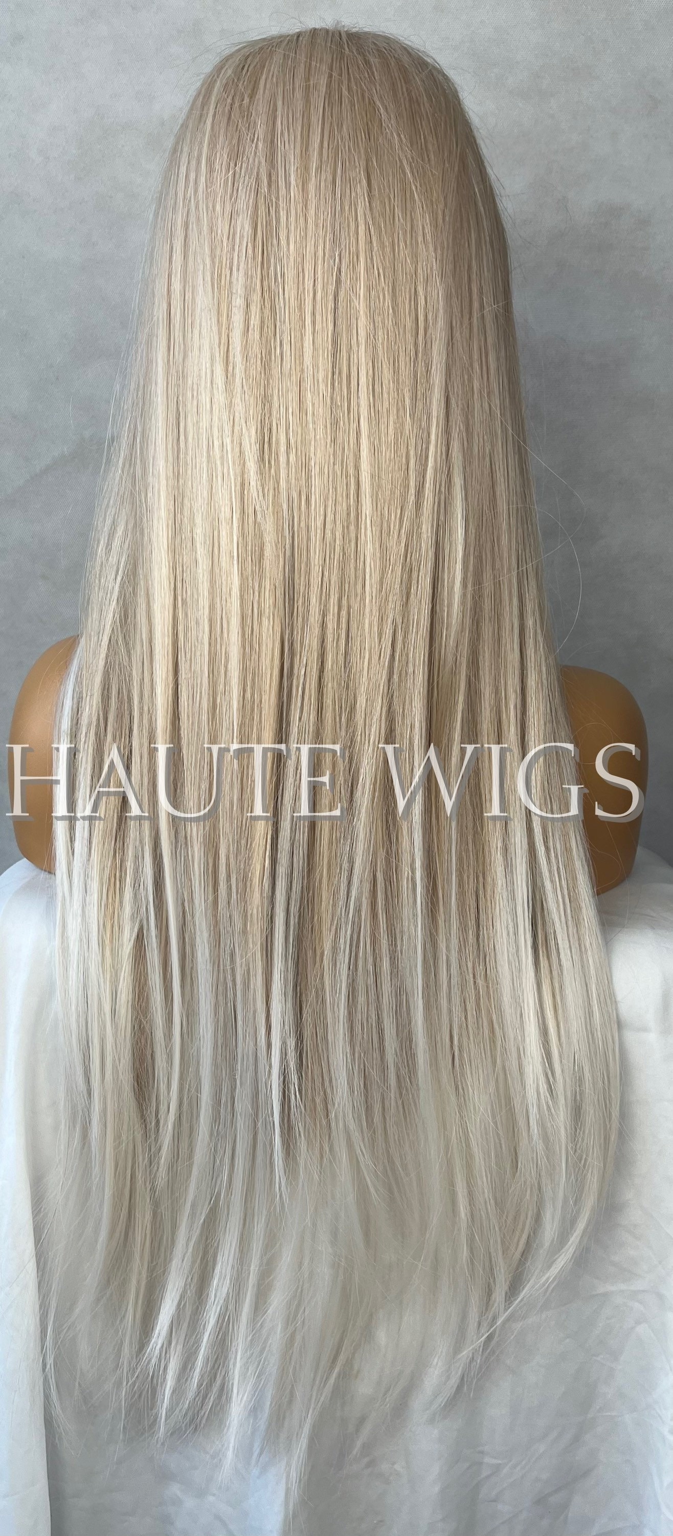 Ash Blonde Balayage Wig: 28 Inch Straight Lace Front Wig Human Hair ...