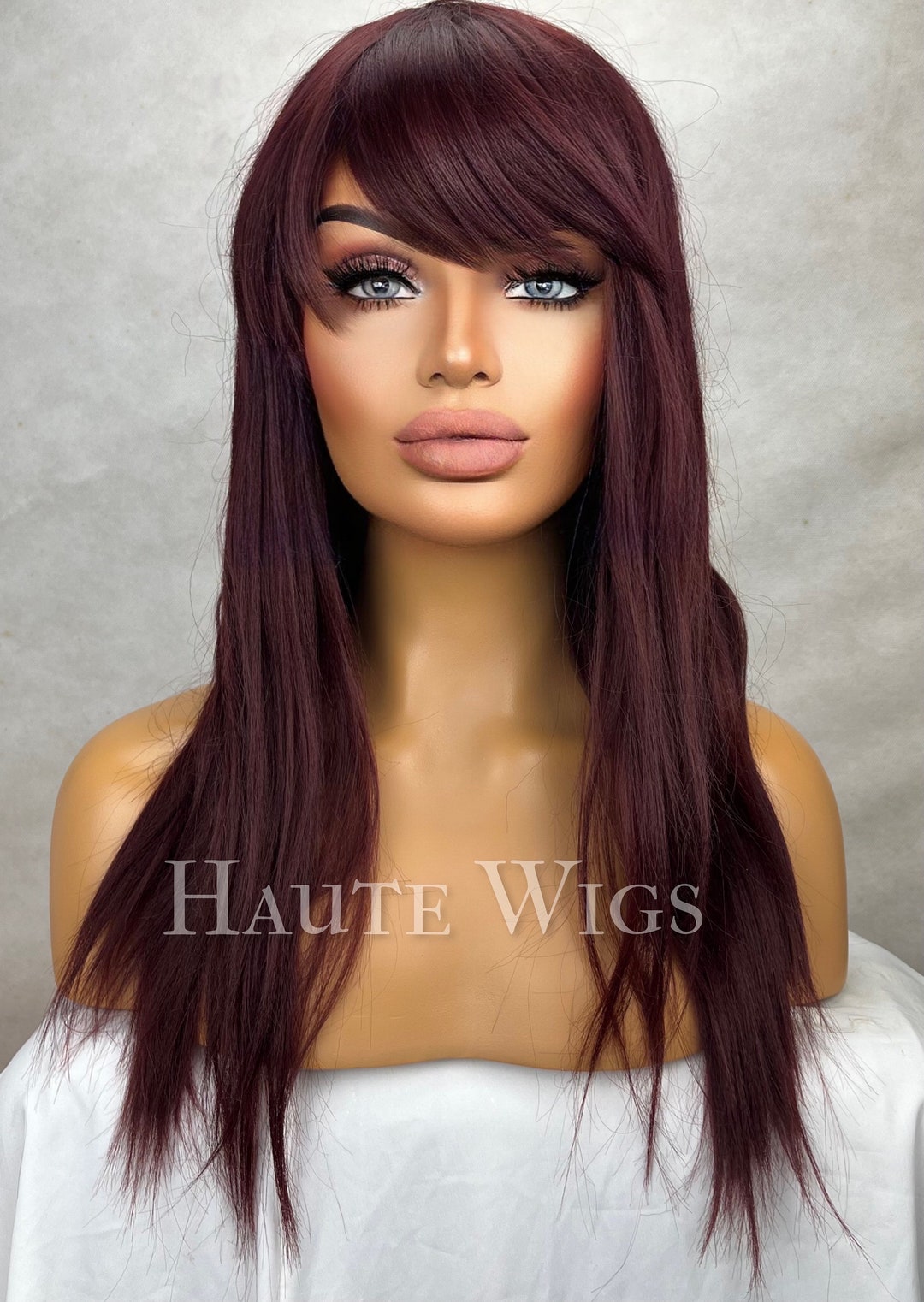 So Burgundy 103 - 20 Inch Maroon Deep Red Wig Long Straight Womens Wig ...