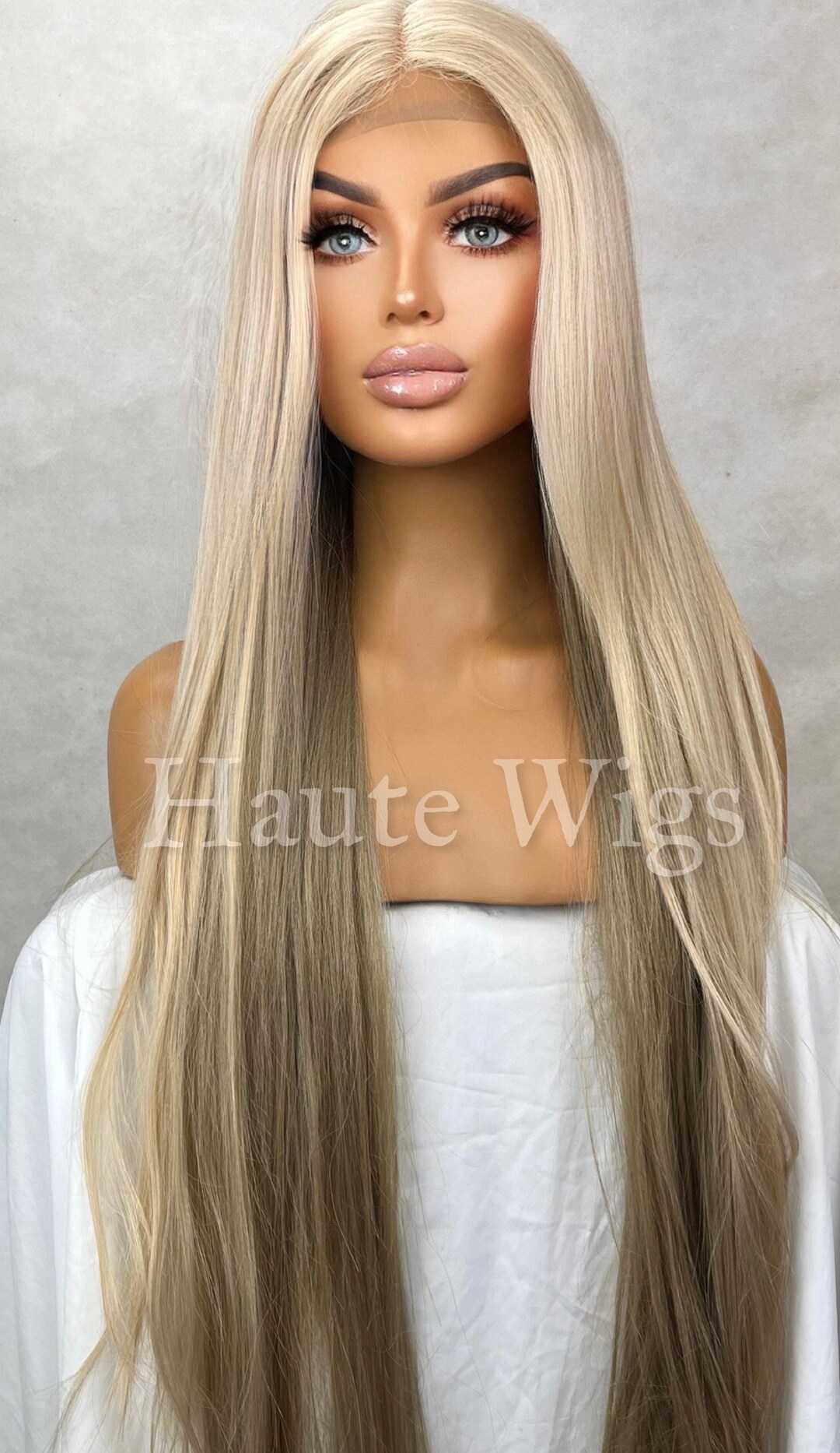BLONDE BOMBSHELL 40 Inch Light Blonde Wig Brown Low Lights Womens Long ...