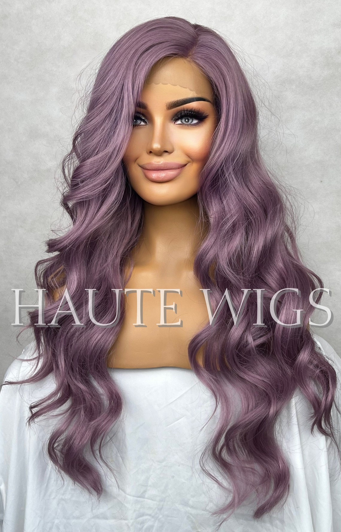 Purple Haze Lilac Light Violet Wig Long Wavy Side Parting HD Lace Front ...