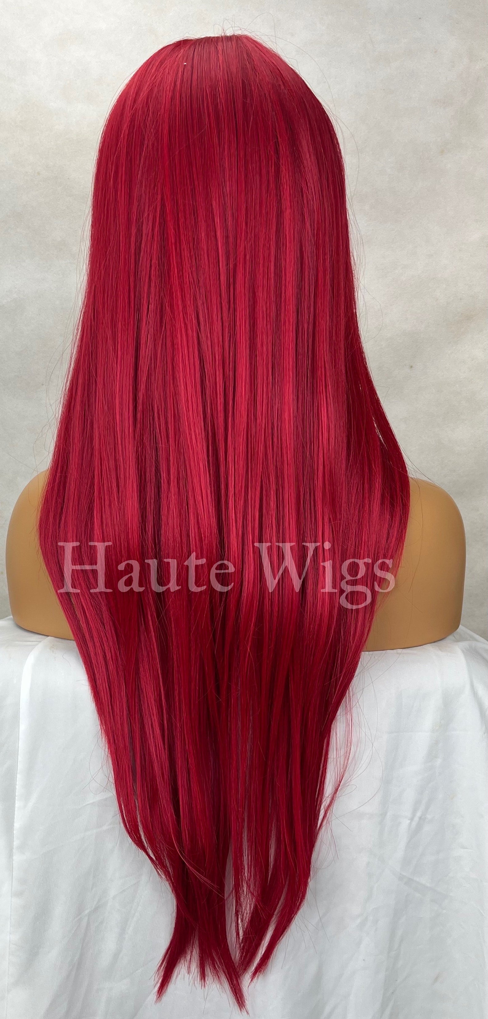 Cherry Sucker - 26 Inch Bright Red Wig Long Straight Womens Wig Human ...