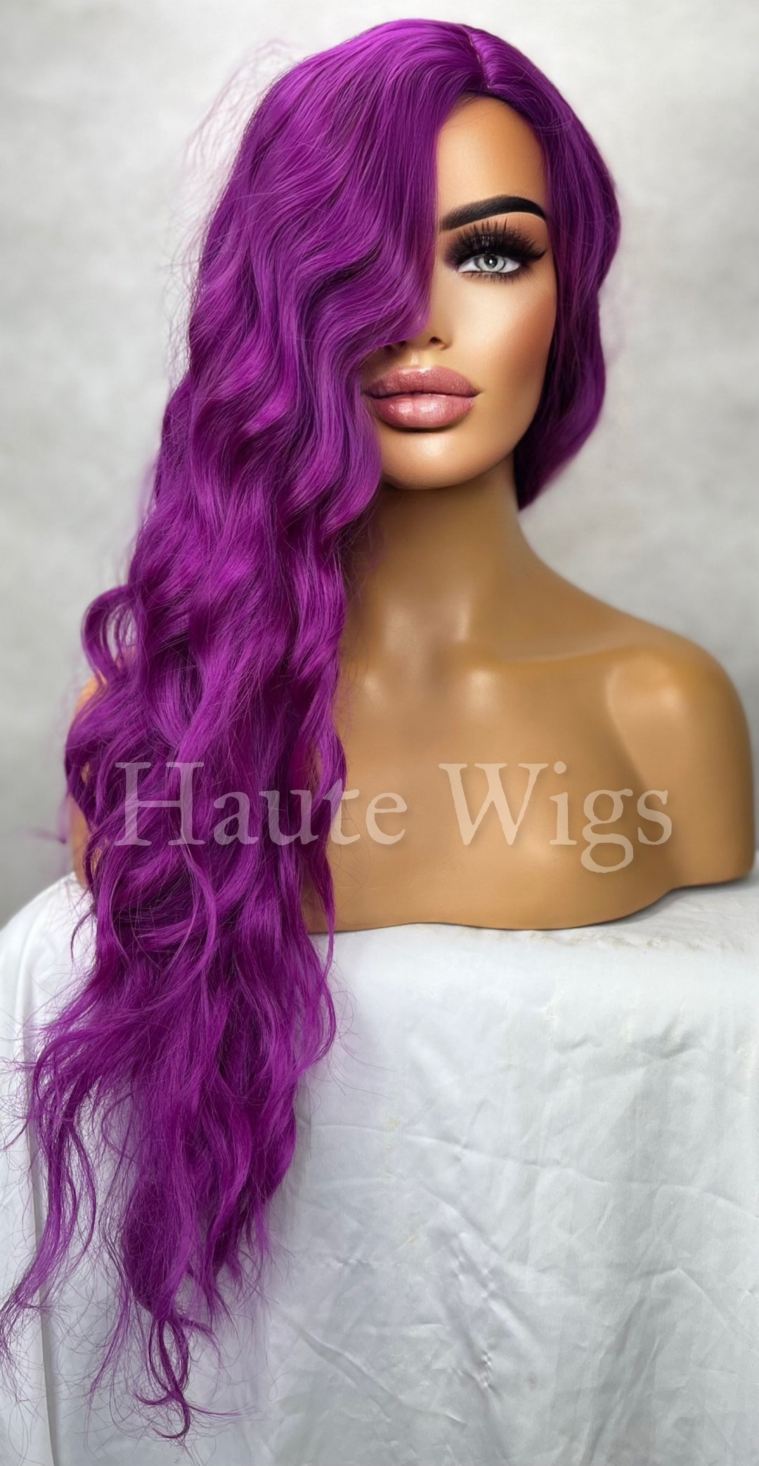 Deep Magenta - 24 Inch Neon Purple Pink RARE No Lace Front Wig Long ...