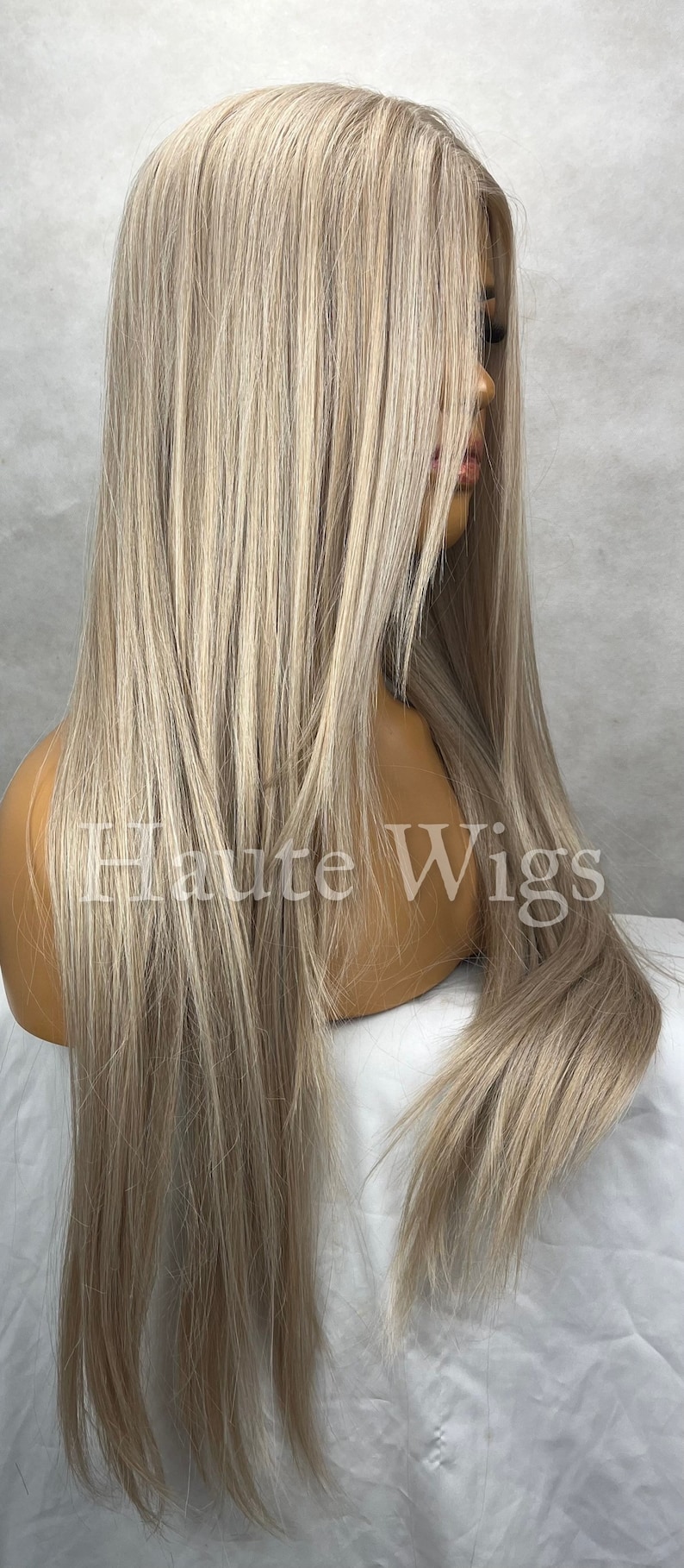 Coco - 30 Inch or 40 Light COOL Tone Ash Blonde Wig No Ombré Womens Long Wig Lace Front ...