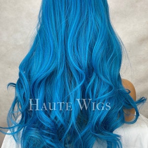My Blues 22 Inch Bright Sea Blue NO Ombre RARE Wig No Lace Front Long ...