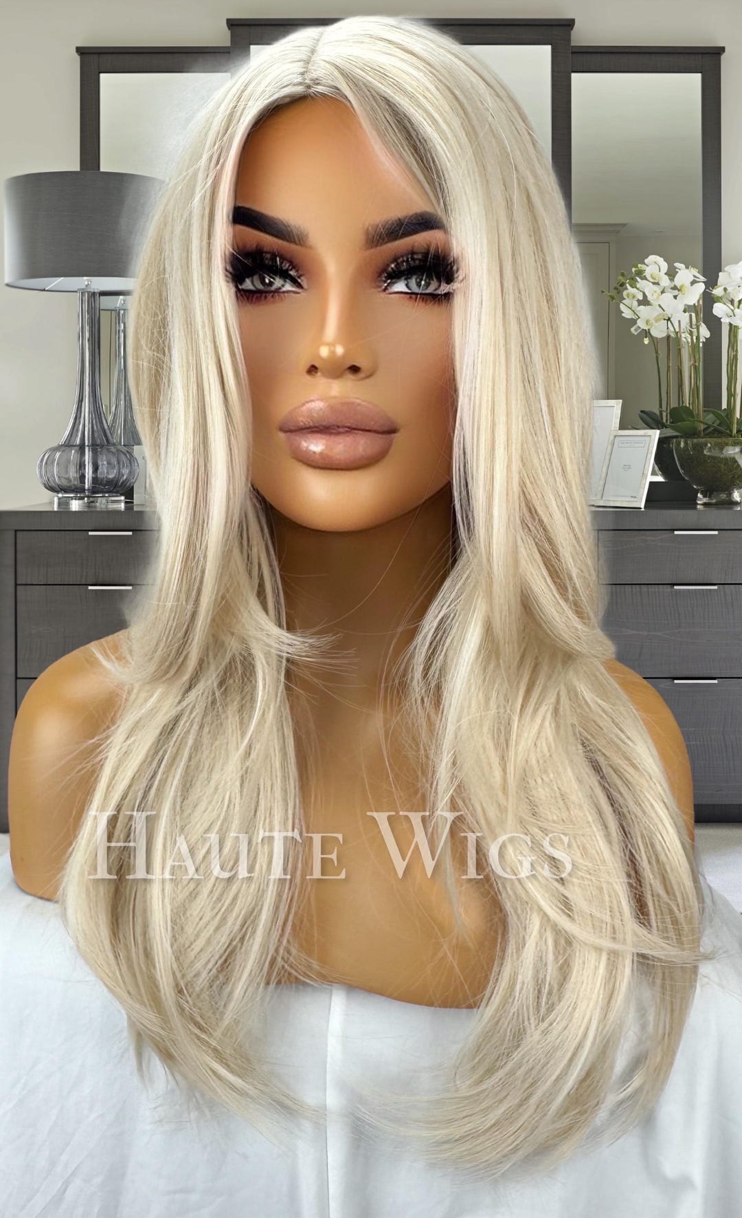 Blonde Straight Wig: 20 Inch Layered Heat-resistant Synthetic Hair - Etsy