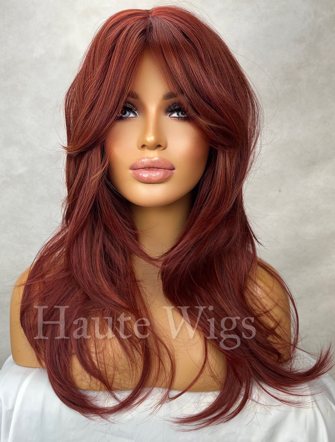 Waterloo Sunset - Red Copper Wig With Bangs / Fringe Long Ginger Auburn ...