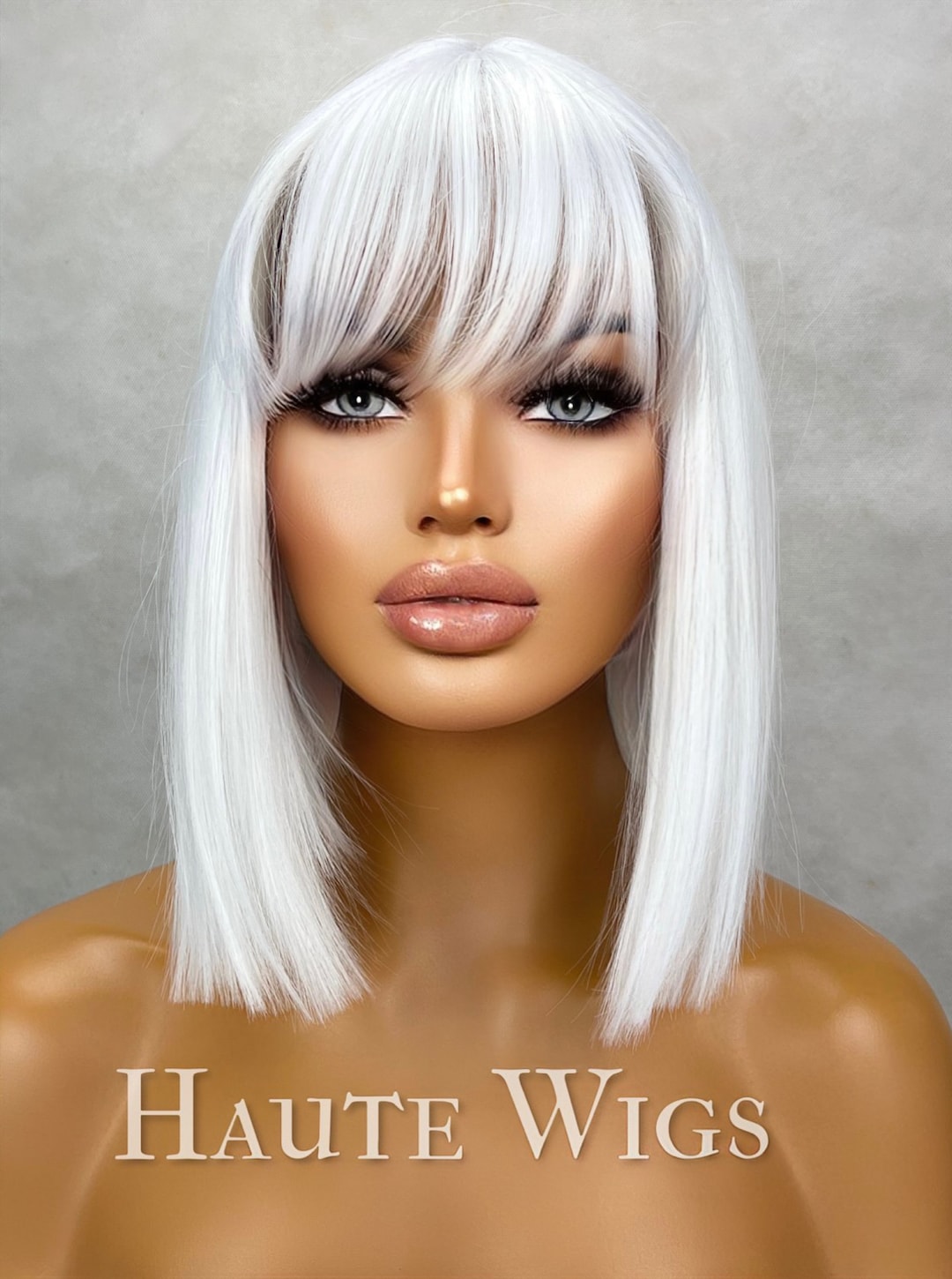 Iced Out - Short Ash White Platinum Blonde BOB 14 Inch Wig Straight ...