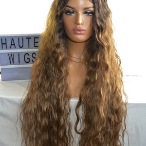 Wavy XXX Long 42 Inches Lace Front Wig Ombre Dark Brown Human Hair ...