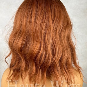 Rusty Copper Wavy Wig With Bangs: 14 Inch Synthetic Hair - Etsy UK