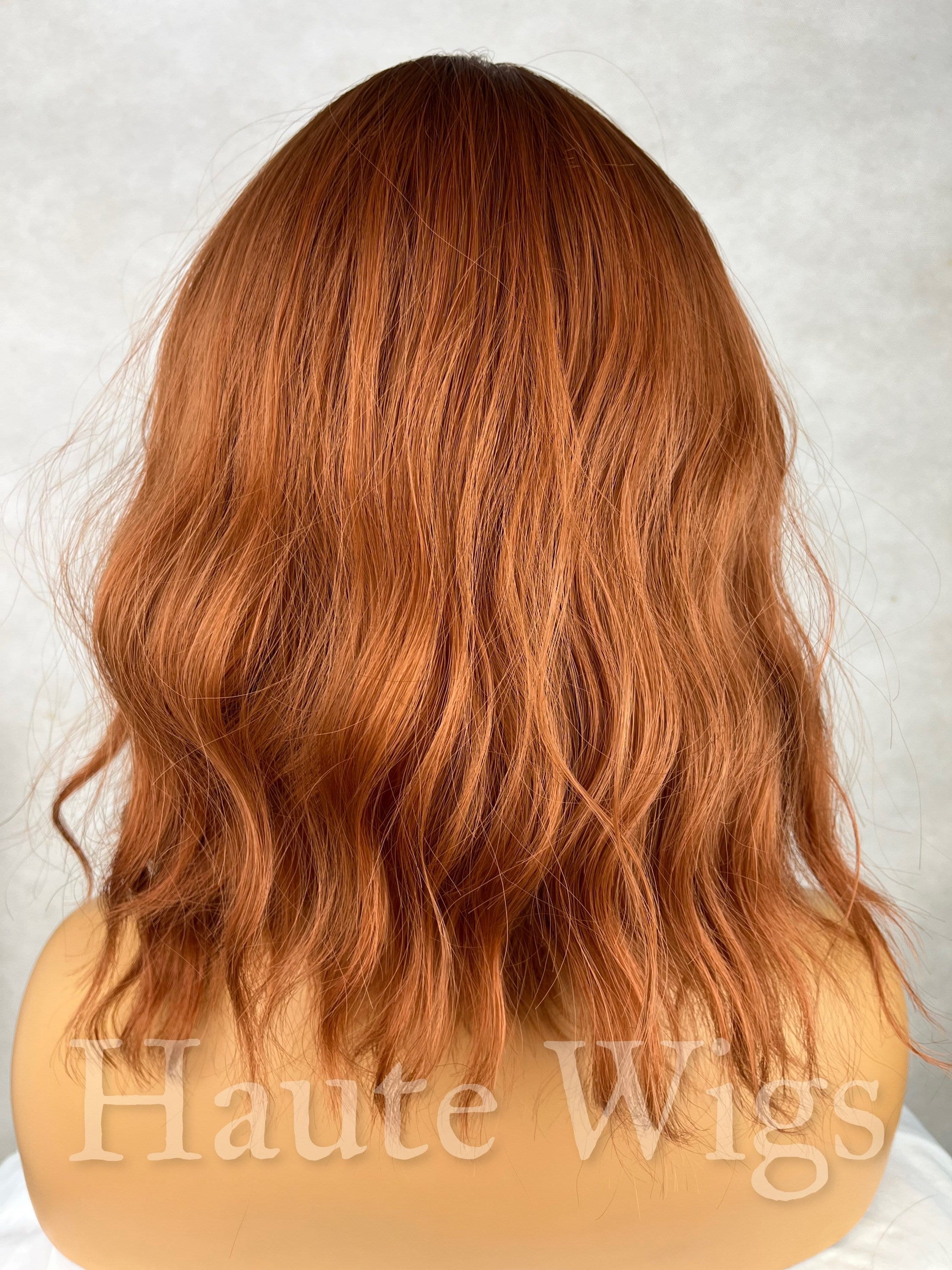 Rusty Copper Wavy Wig With Bangs: 14 Inch Synthetic Hair - Etsy UK