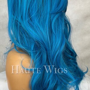 My Blues 22 Inch Bright Sea Blue NO Ombre RARE Wig No Lace Front Long ...