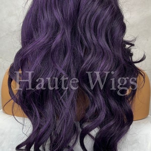 Distinctive - Dark Purple Deep Violet Wig Long Wavy T Parting HD Lace ...