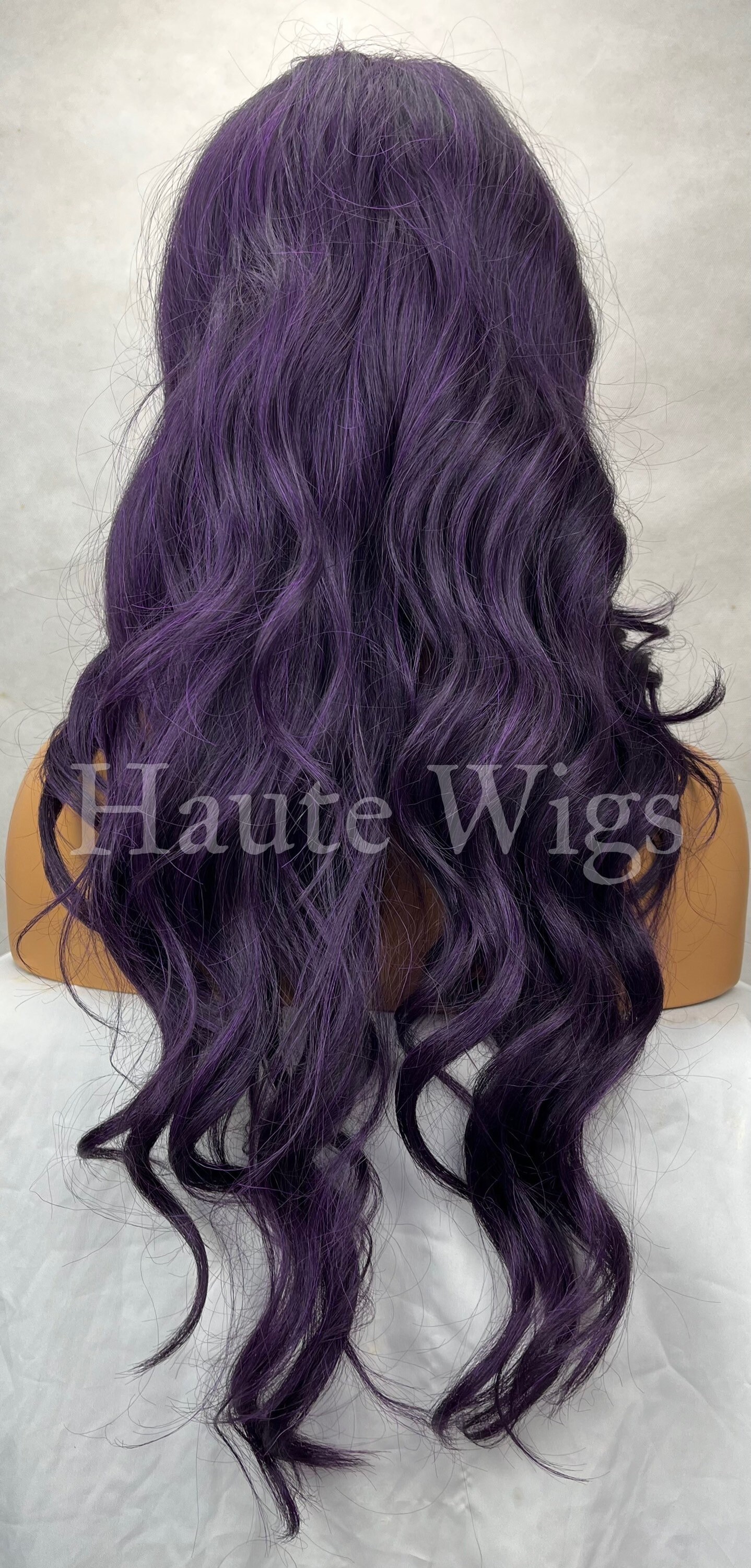 Distinctive - Dark Purple Deep Violet Wig Long Wavy T Parting HD Lace ...