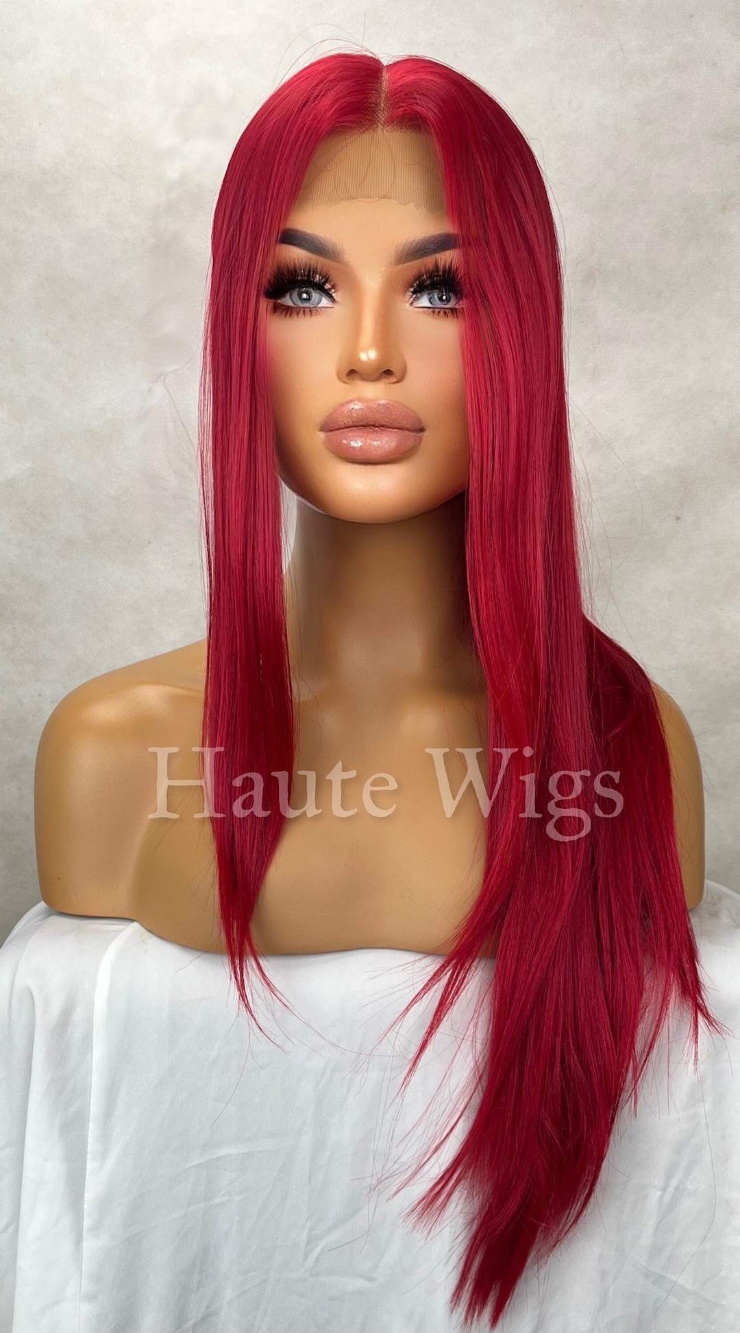 Cherry Sucker - 26 Inch Bright Red Wig Long Straight Womens Wig Human ...