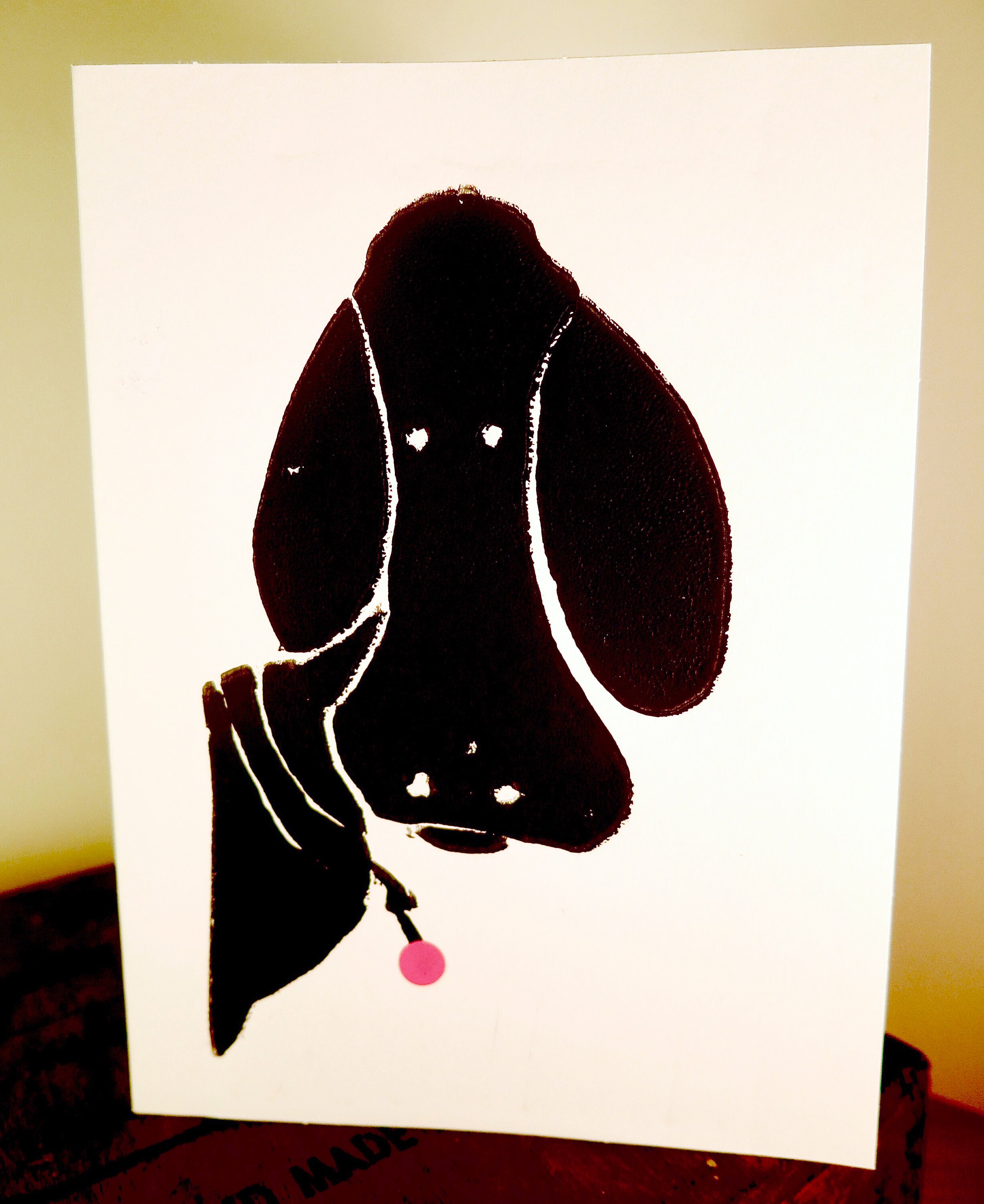 Block-print Greeting Card Black Dog - Etsy UK