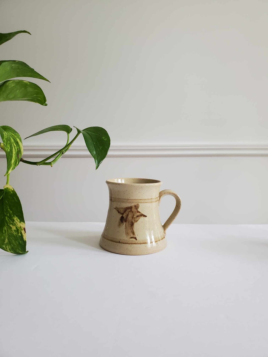 Vintage Pottery Vintage Neutral Mug Stripped Mug - Etsy