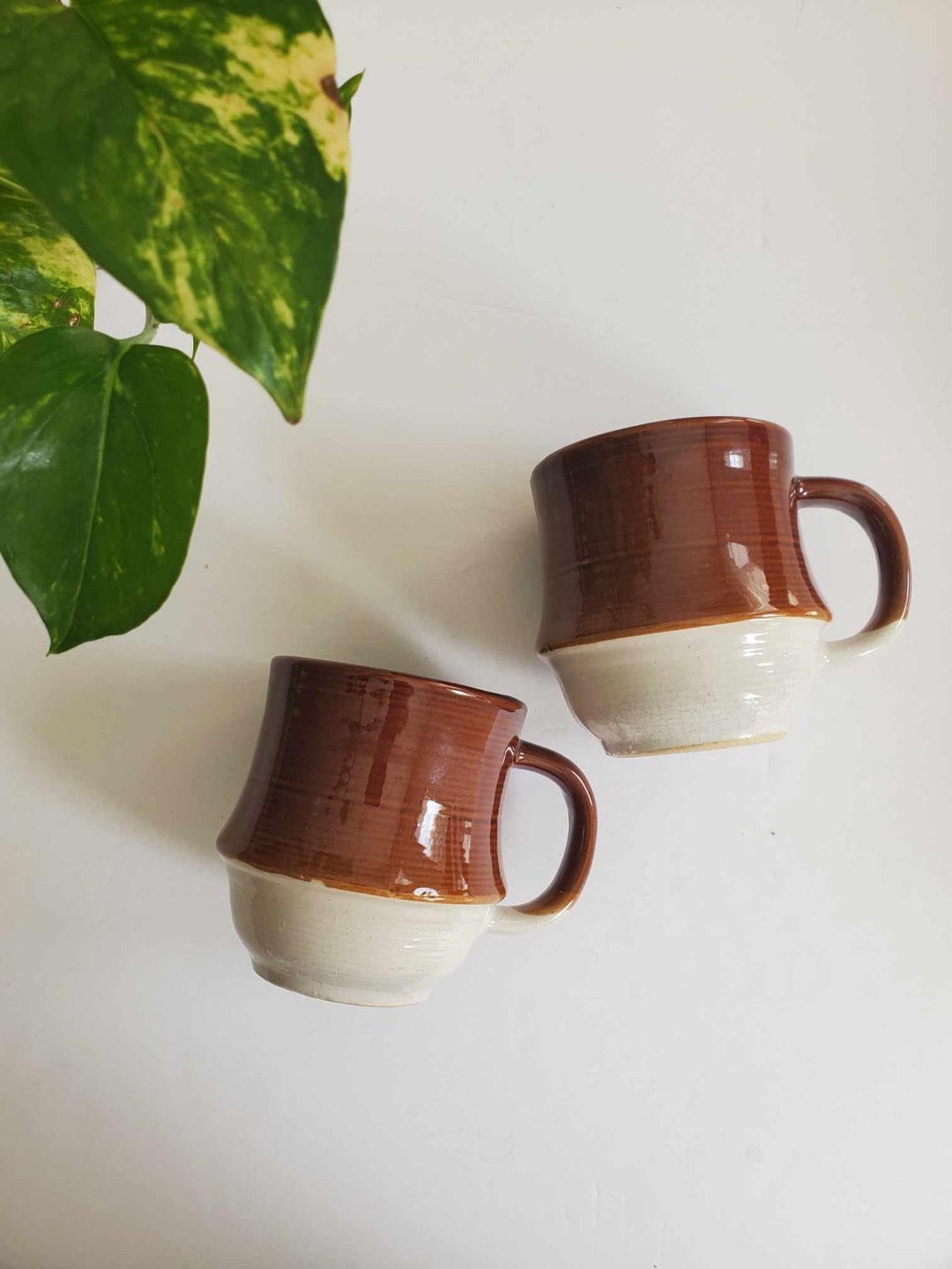Vintage Brown Mugs Stoneware Mugs Unique Mugs - Etsy
