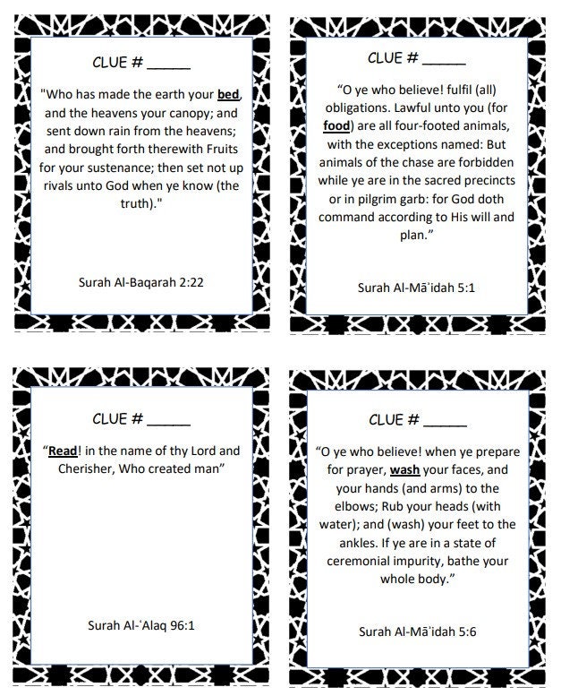 Quran Scavenger Hunt for Inside Home (instant Download) Eid Game - Etsy
