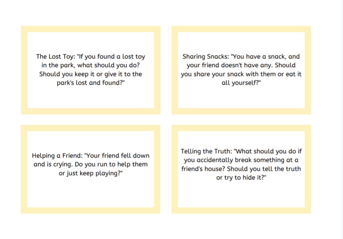 Moral Dilemma Discussion Cards - Toddler Islamic Activity for Learning ...