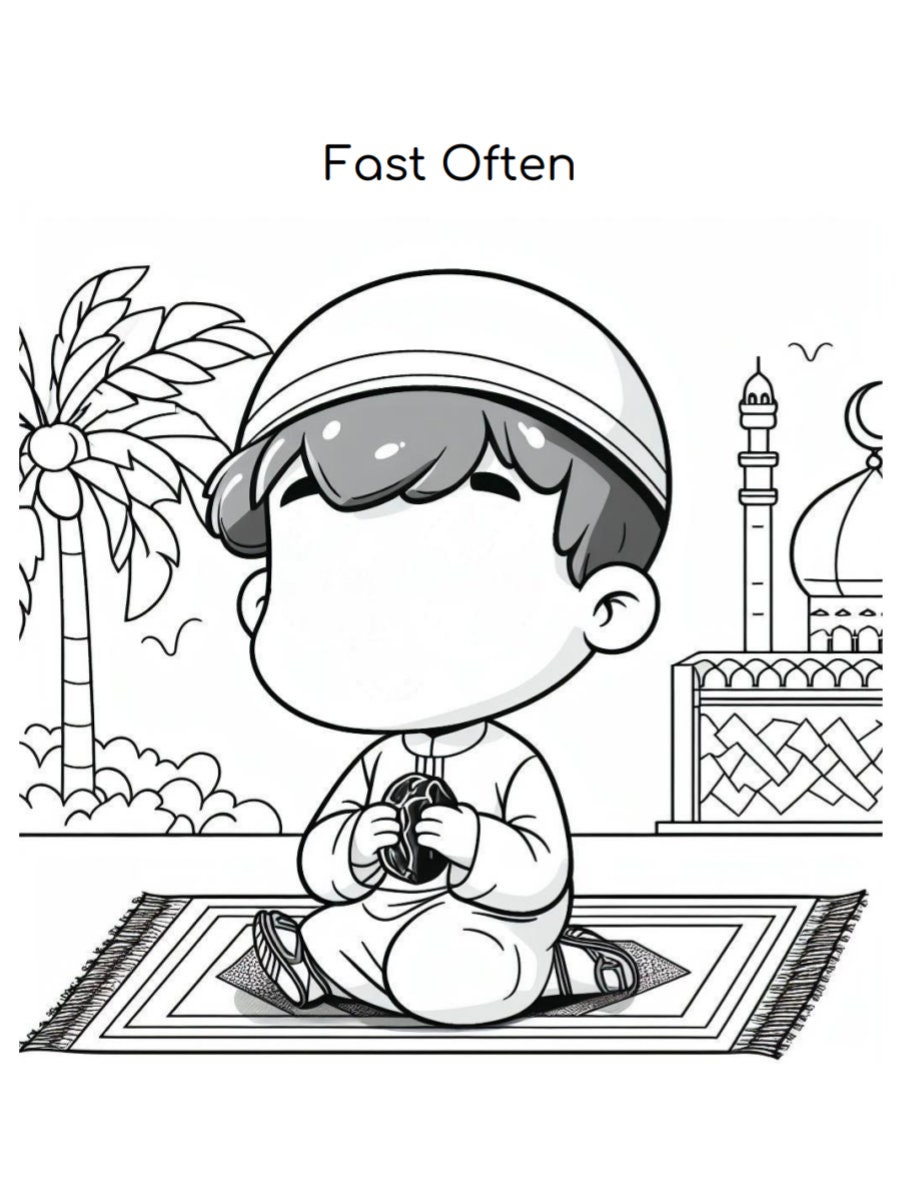 Rajab Coloring Pages - Prophet Muhammad SAW Sunnah Teaching How to ...