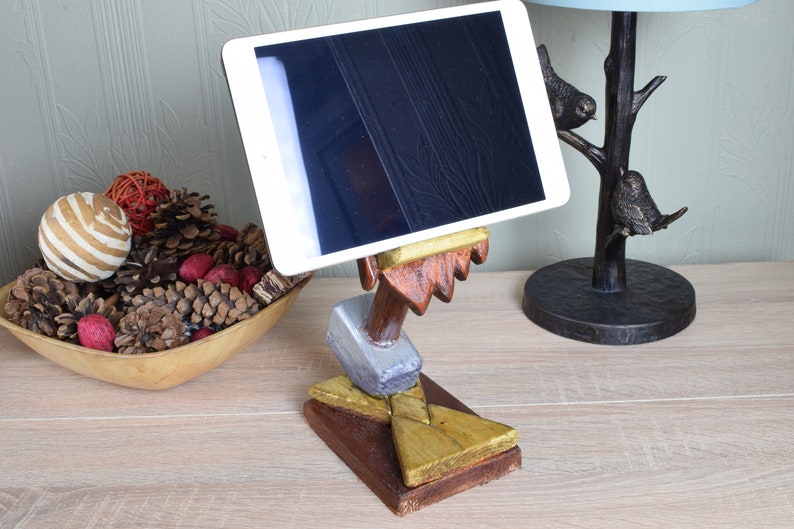 Thor Statue Wood Phone Stand Docking Station Charging Station Men Tech ...