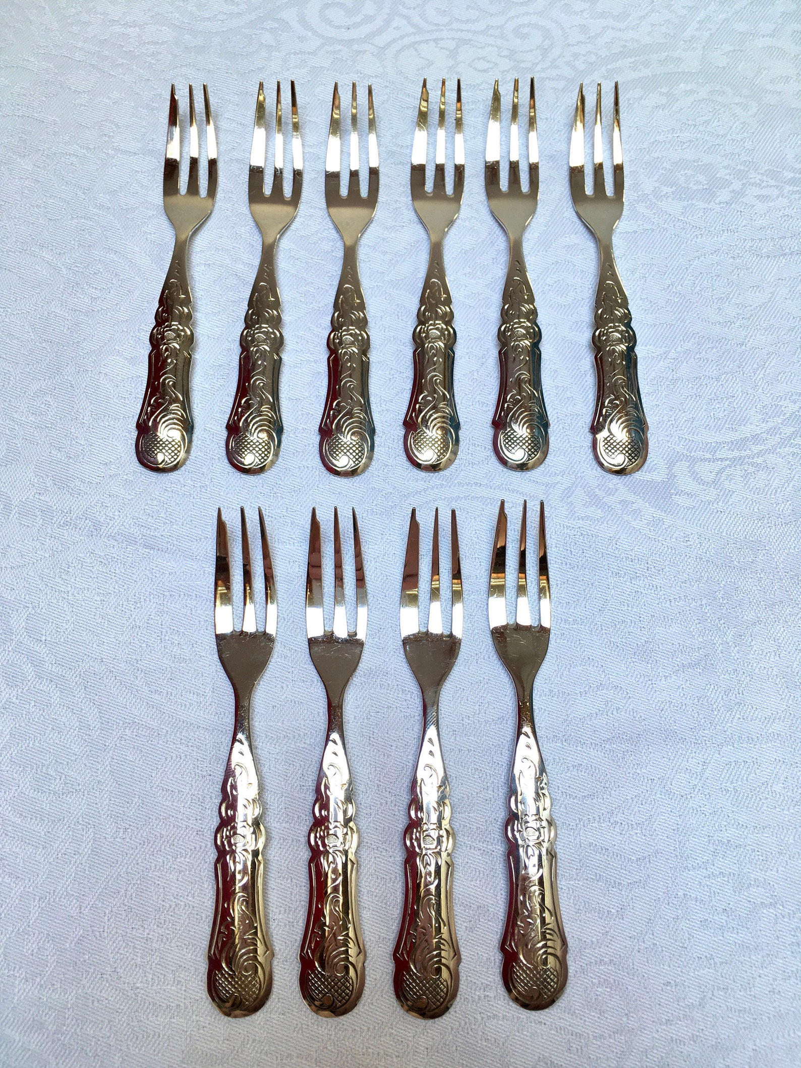 Vintage Set of Dutch Sliver Plate Desert Forks With Lovely - Etsy