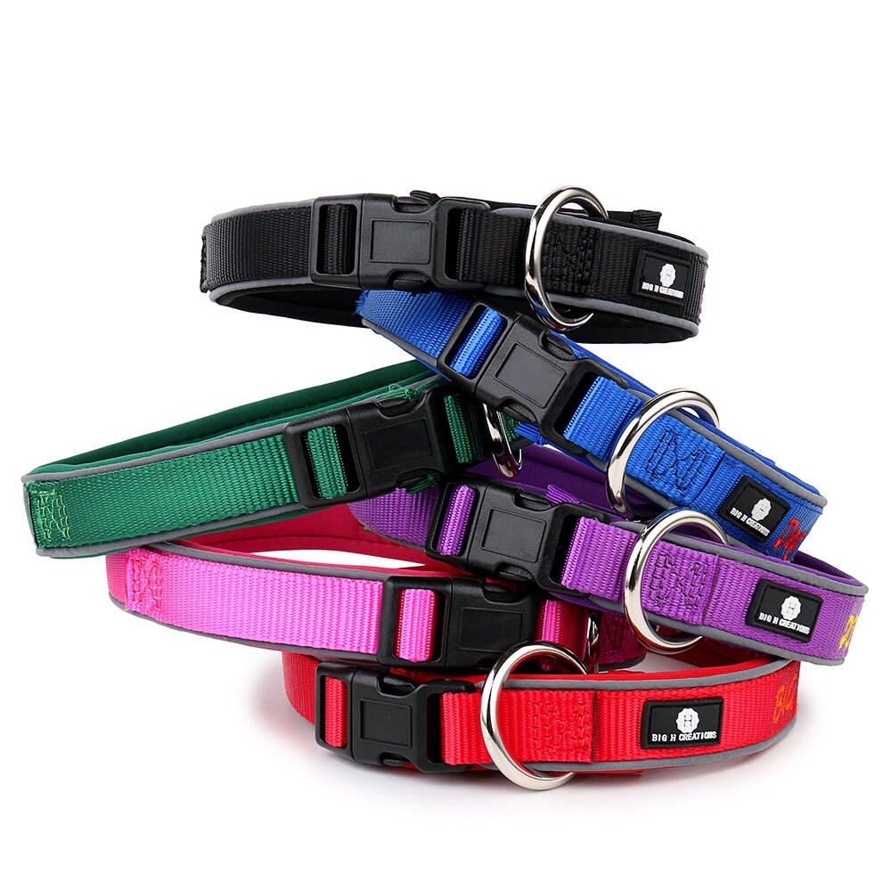 Reflective Padded Dog Collar: Personalized Neoprene, Heavy Duty Buckle ...