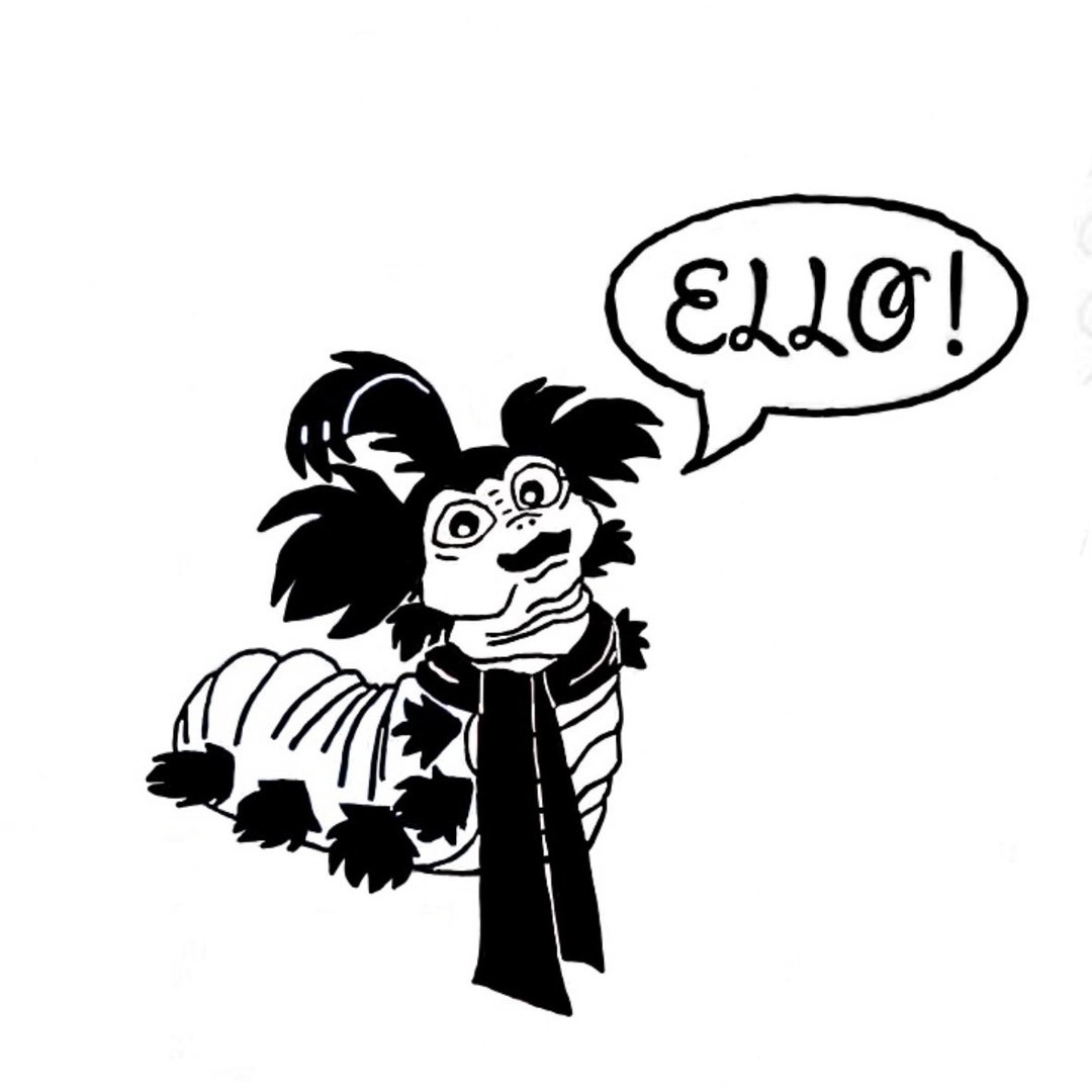 Labryinth Worm Saying Ello - Etsy