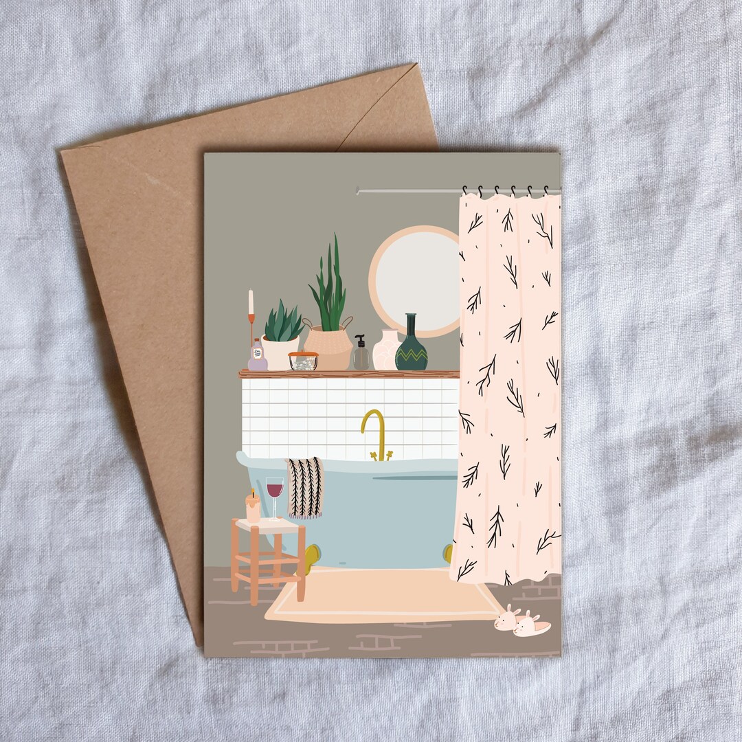 Bathing Bath Greeting Card - Etsy