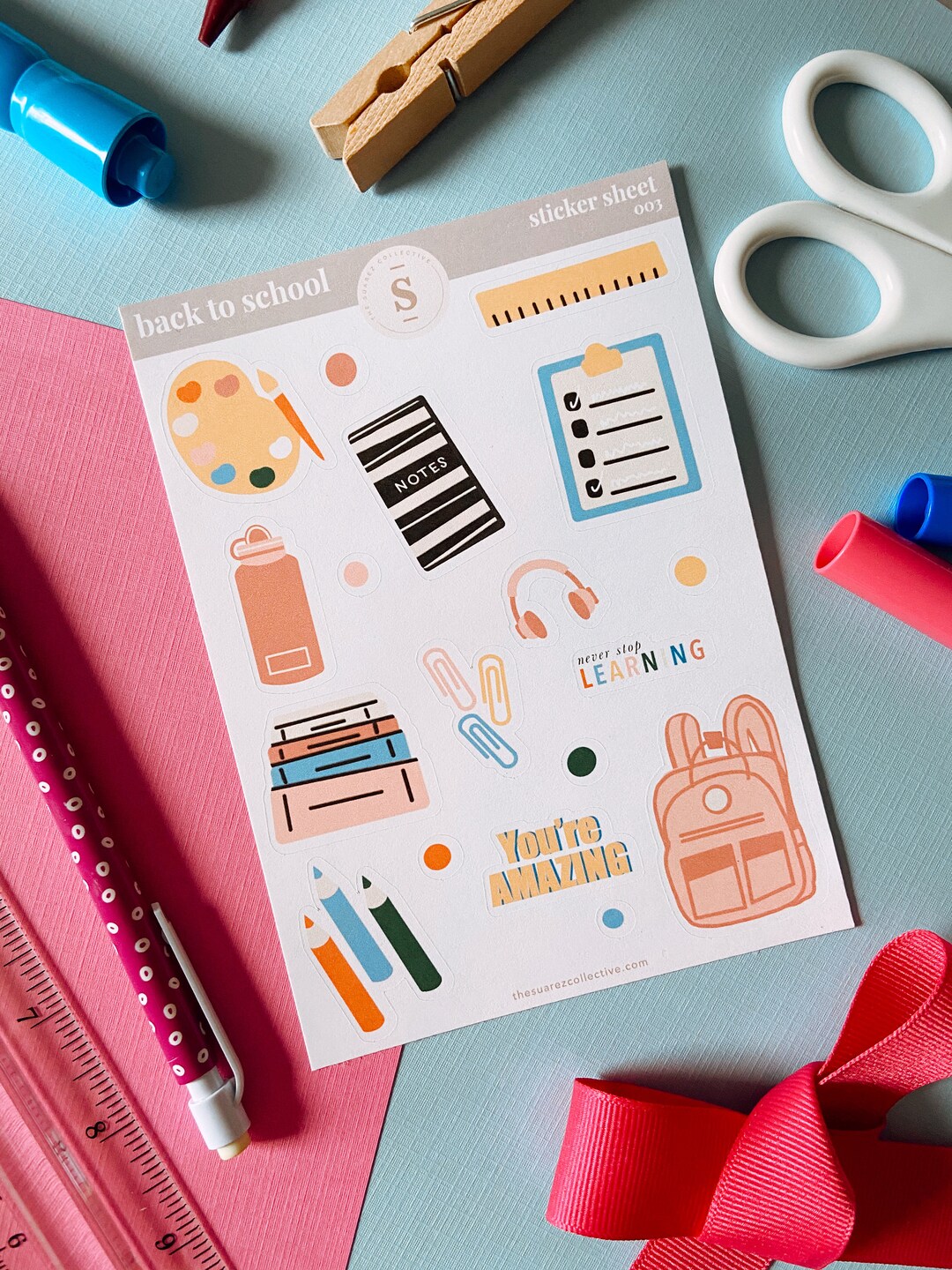 Back to School Sticker Sheet Planner Stickers, Bullet Journal Stickers ...
