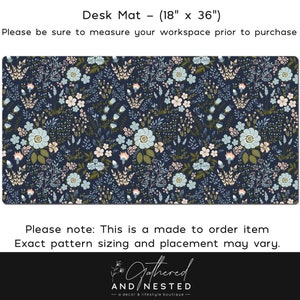 Desk Mat - Florals on Blue - Stylish Decor for Your Office or Work Area ...