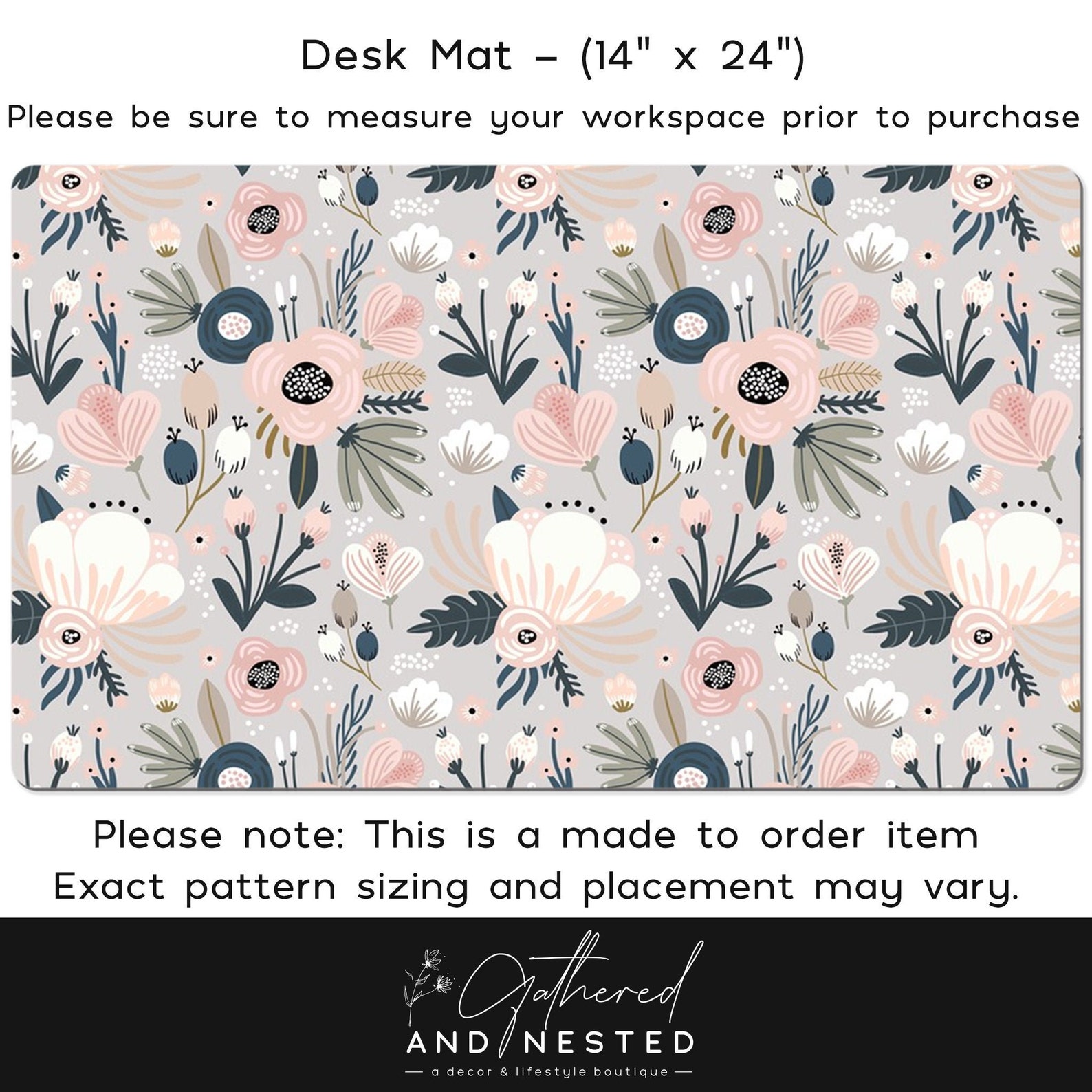 Desk Mat Modern Florals Stylish Decor For Your Office Or | Etsy