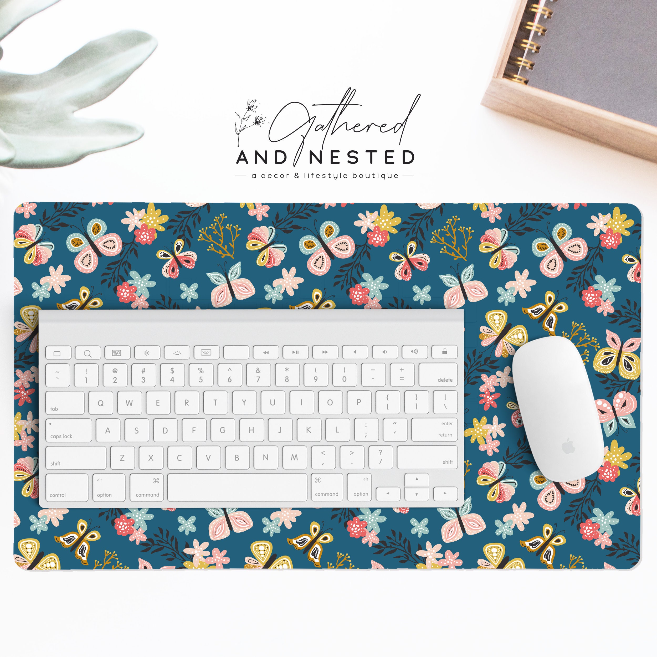 Desk Mat Butterflies & Flowers Stylish Decor for Your - Etsy