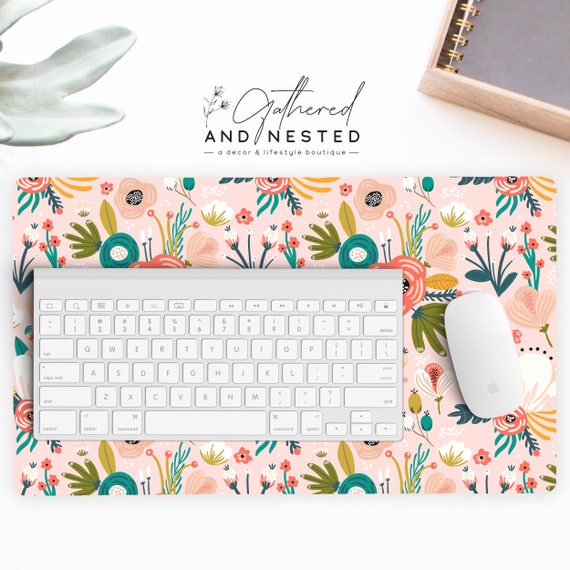 Desk Mat Modern Florals Stylish Decor For Your Office Or | Etsy