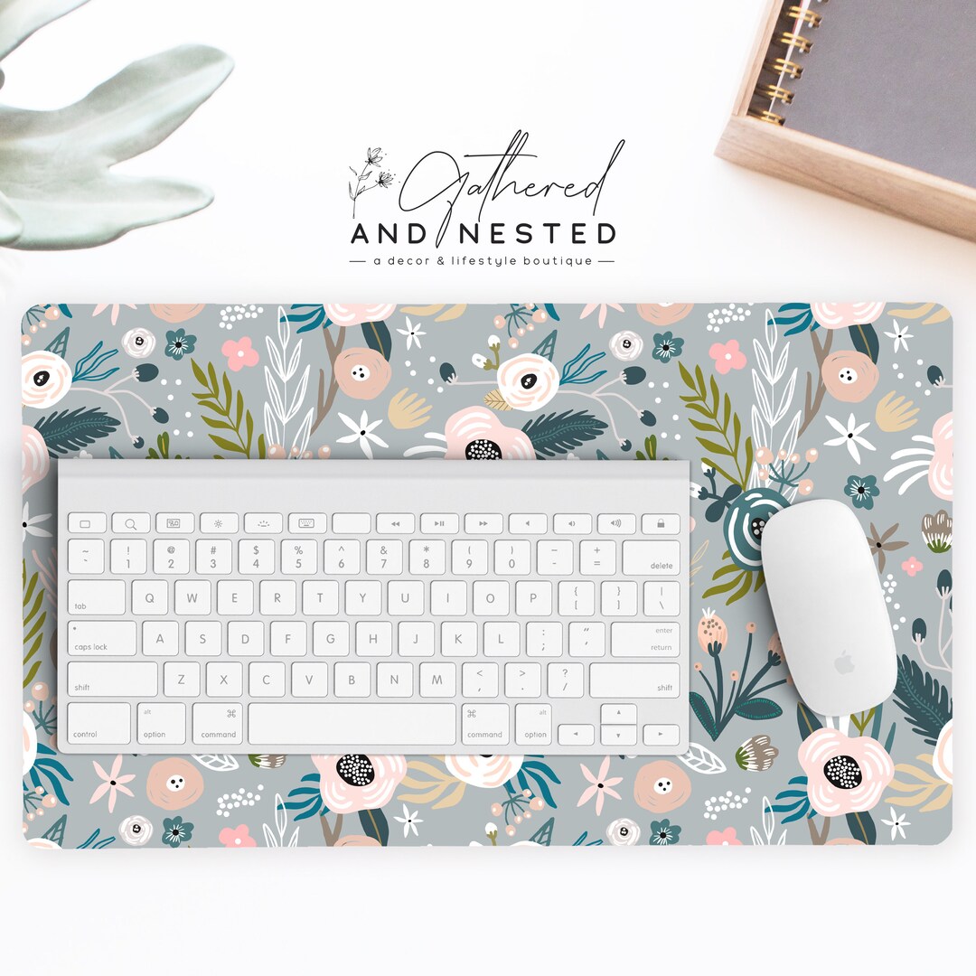 Desk Mat - Modern Florals - Stylish Decor for Your Office or Work Area ...