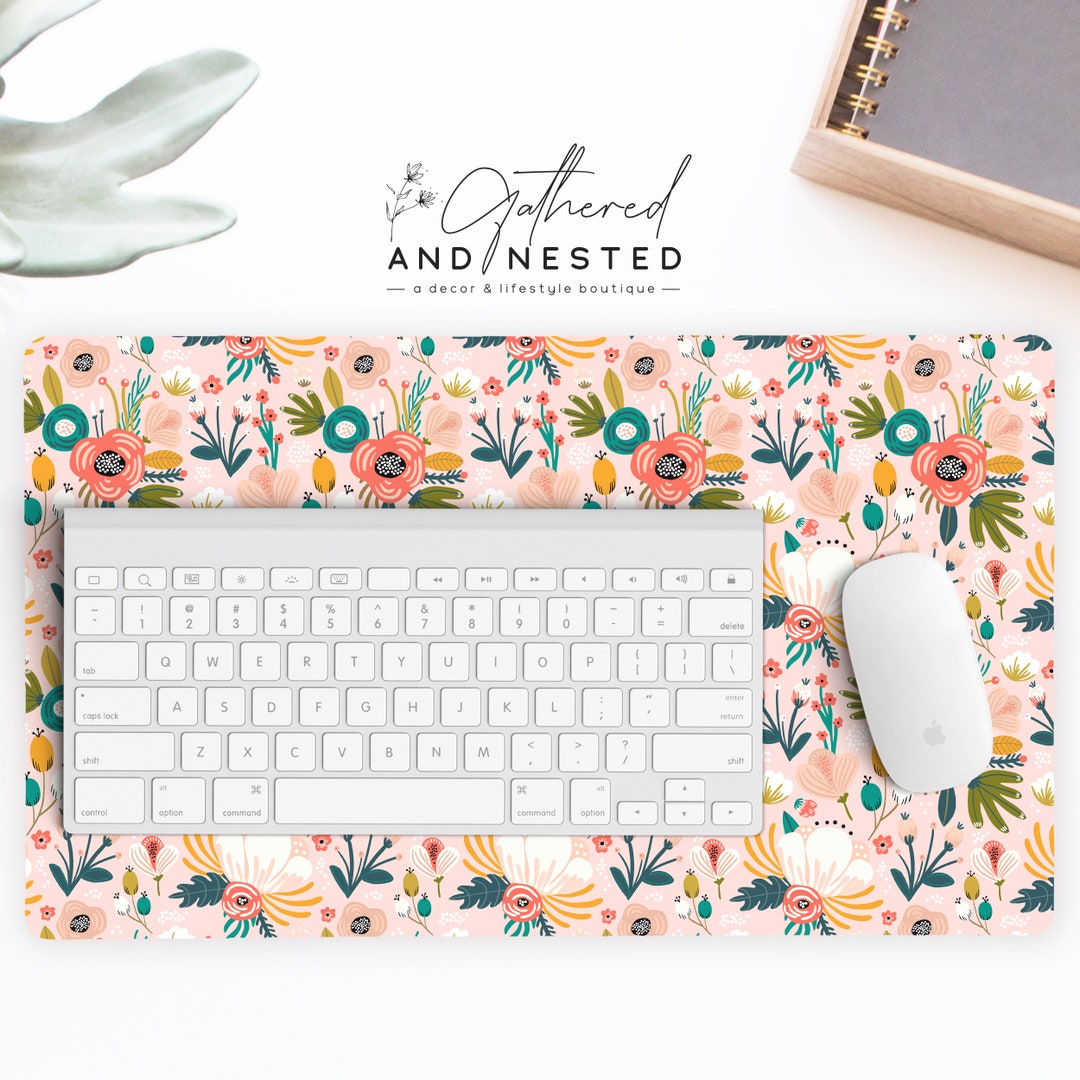 Desk Mat Modern Florals Stylish Decor for Your Office or Work Area Two ...