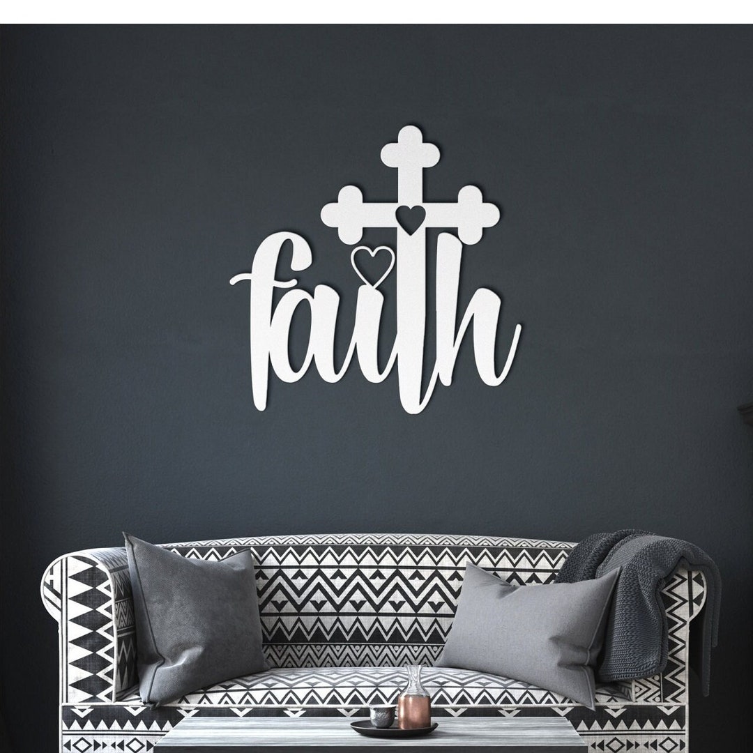 Faith and Cross Metal Wall Art | Large Christian Metal Wall Art ...