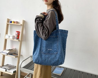 Large Denim Tote | Etsy