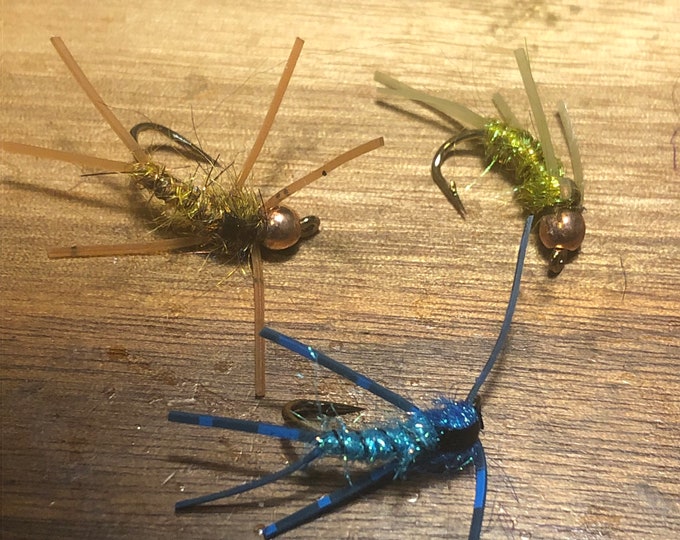 Rubber Leg Stone Fly Steelhead Nymph, Optional Brass, Tungsten Beads or ...