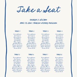 Whimsical Hand-drawn Seating Chart | Minimalist Script | Handwritten ...